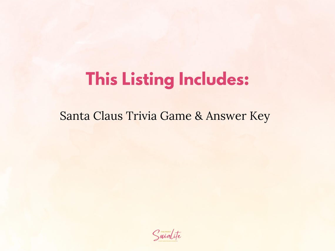 Printable Santa Claus Trivia, Christmas Trivia, Santa Game, Santa ...