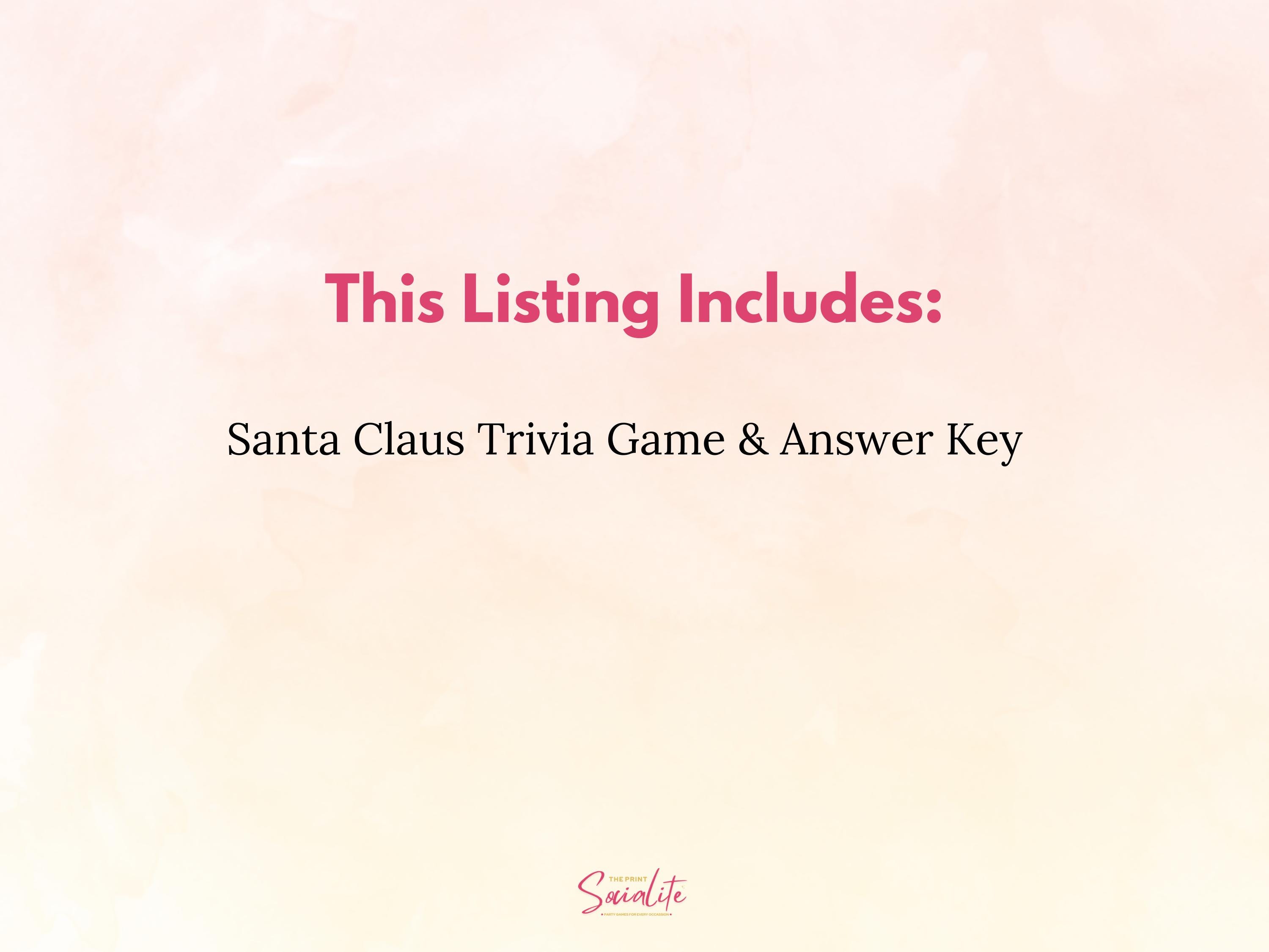 Printable Santa Claus Trivia, Christmas Trivia, Santa Game, Santa ...
