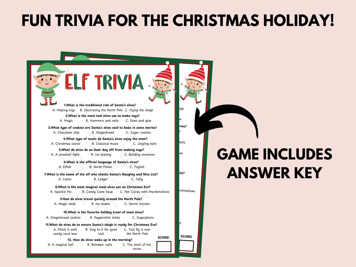 Elf Trivia, Christmas Trivia, Christmas Party Game, Office Christmas ...