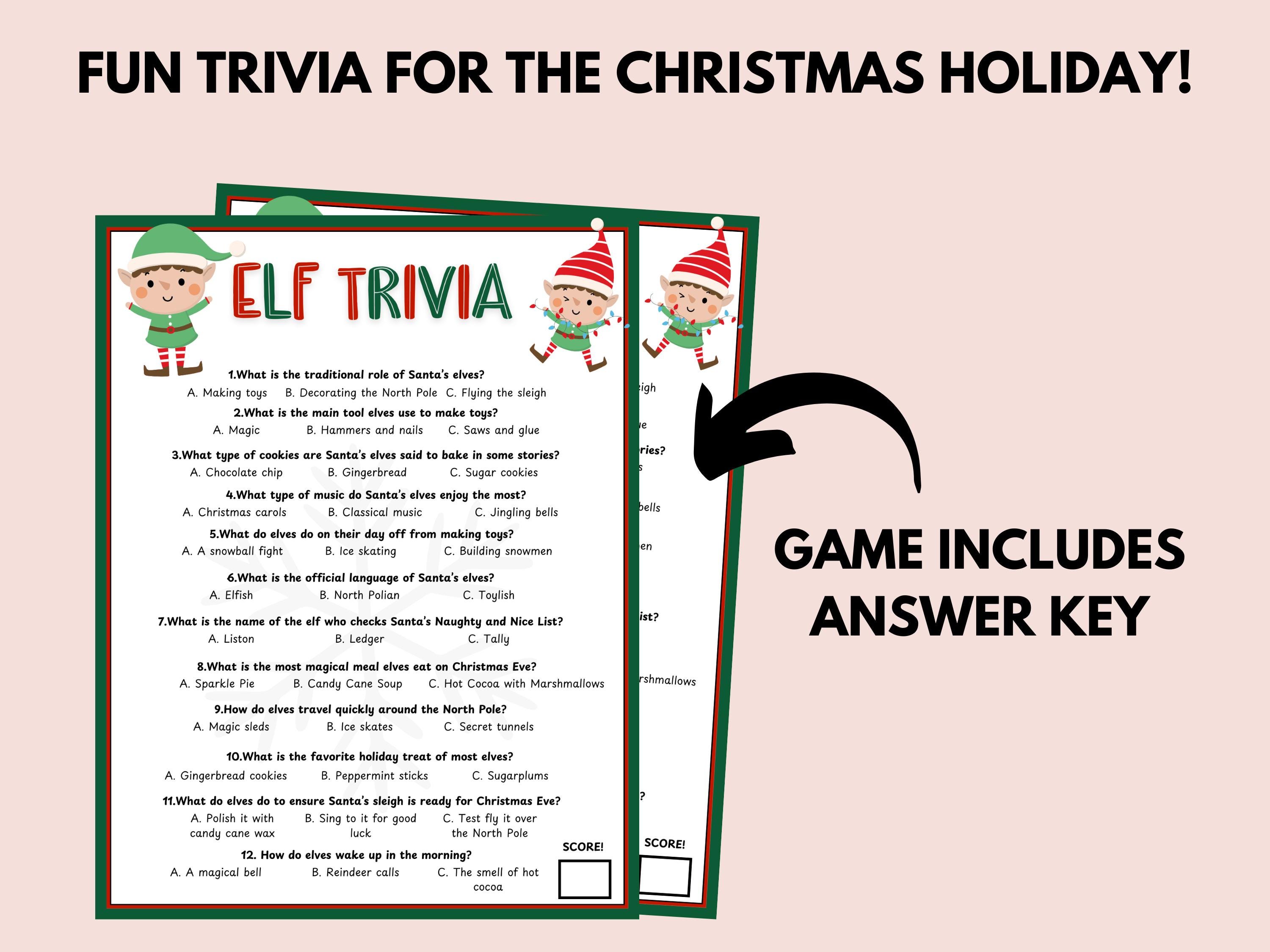 Elf Trivia, Christmas Trivia, Christmas Party Game, Office Christmas ...