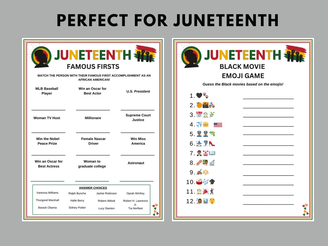 Juneteenth Trivia Games, Printable Juneteenth Game Bundle, Juneteenth ...