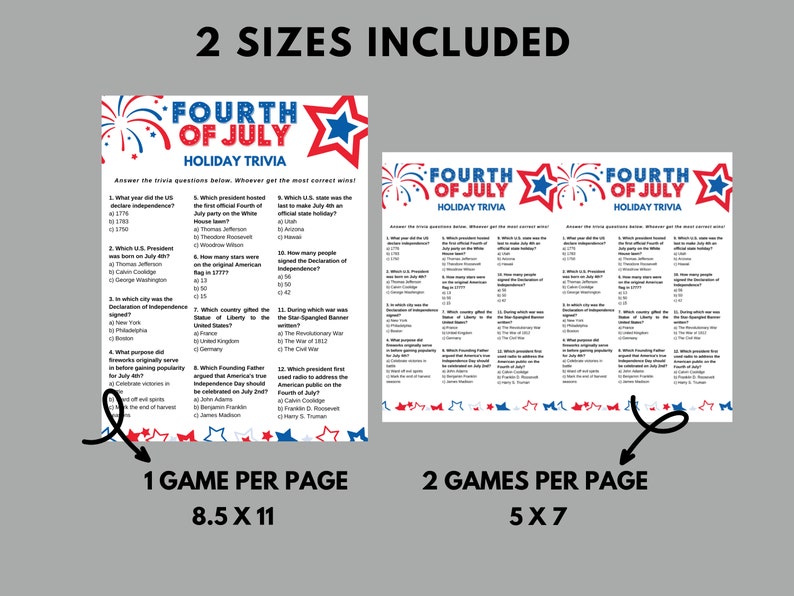 July 4th Trivia Games Bundle, 4th of July Activities, America Trivia ...