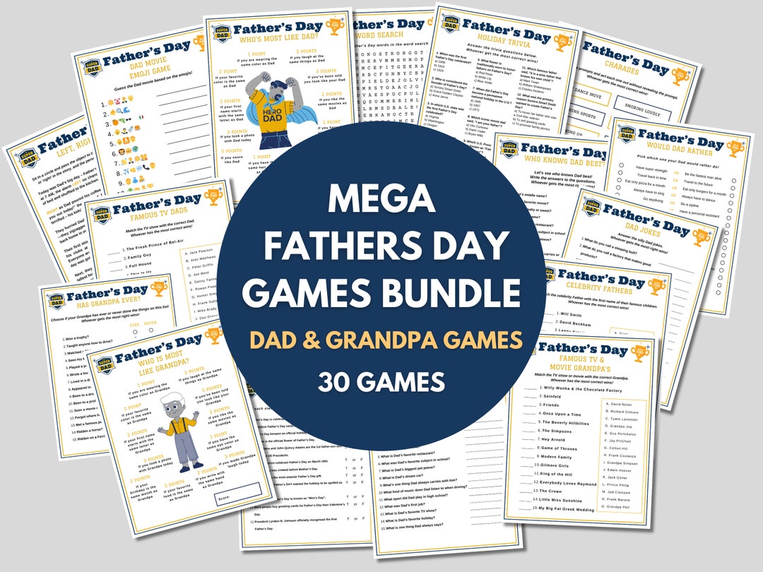 Father's Day Games Mega Bundle, Printable Activities for Kids, Family ...