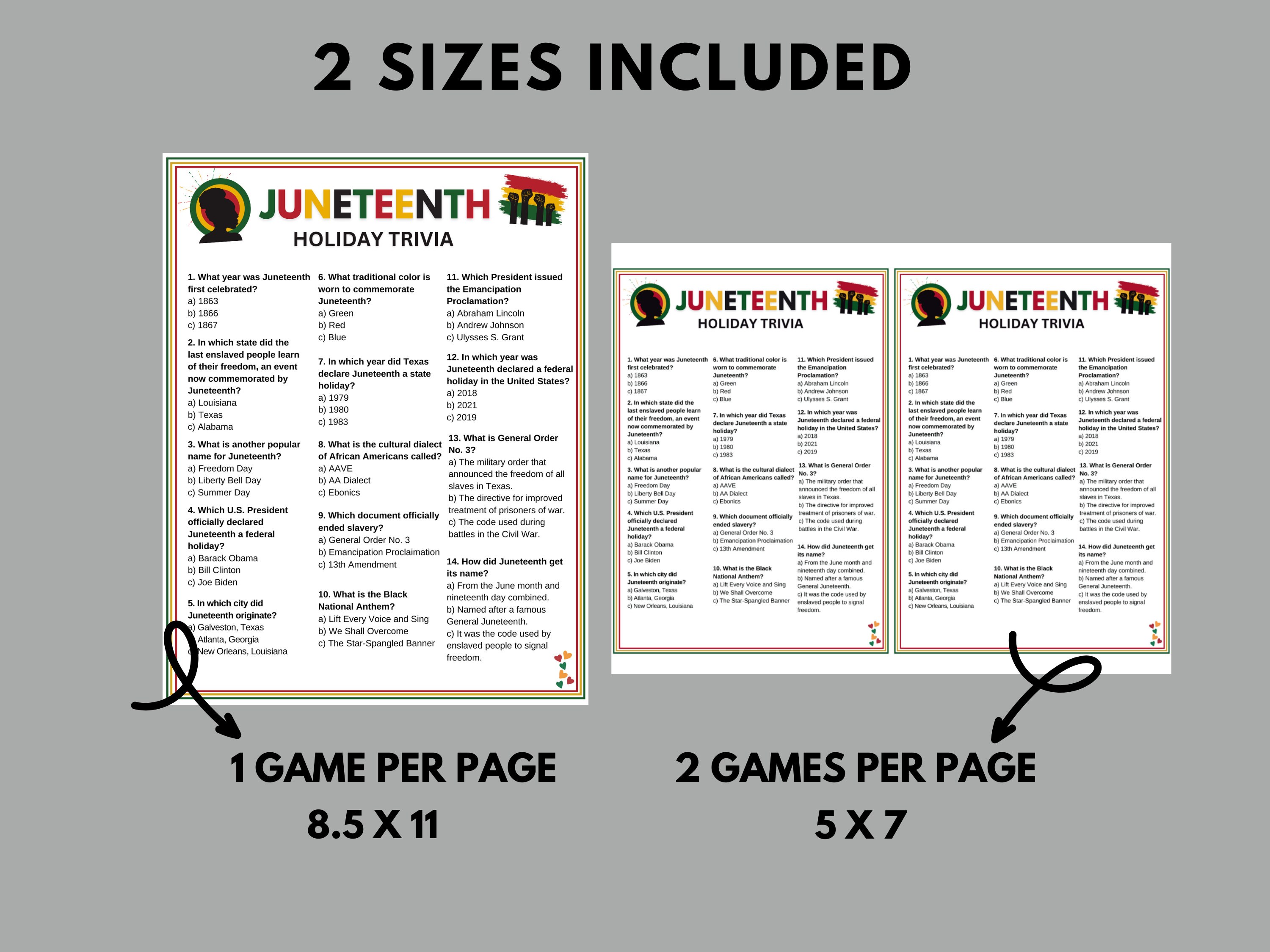 Juneteenth Trivia Games, Printable Juneteenth Game Bundle, Juneteenth ...