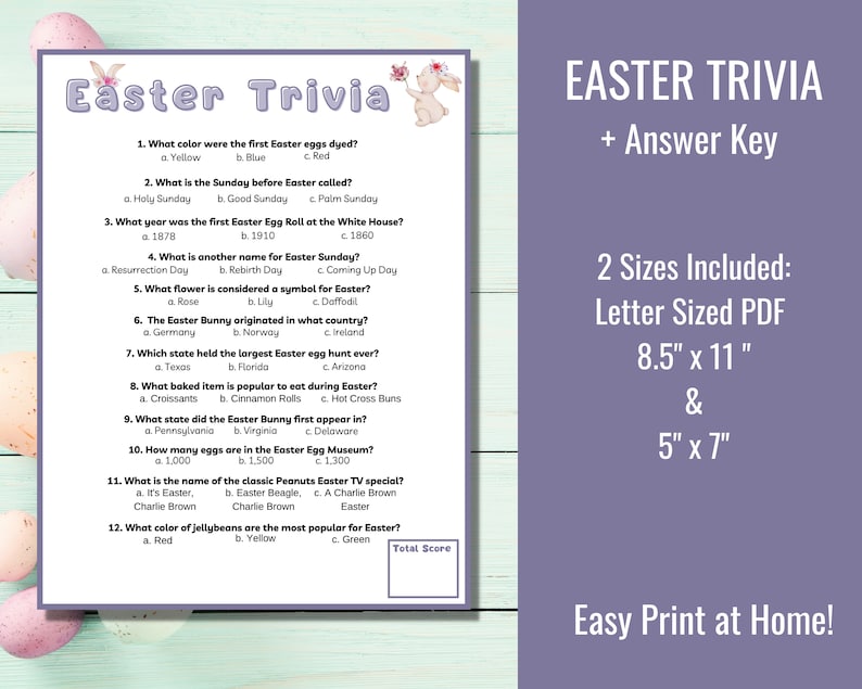 Easter Game, Easter Printable Trivia, Easter Family Activity, Kid ...