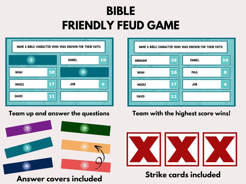 Bible Friendly Feud, Bible Feud, Fun Christian Games, Church Friendly ...