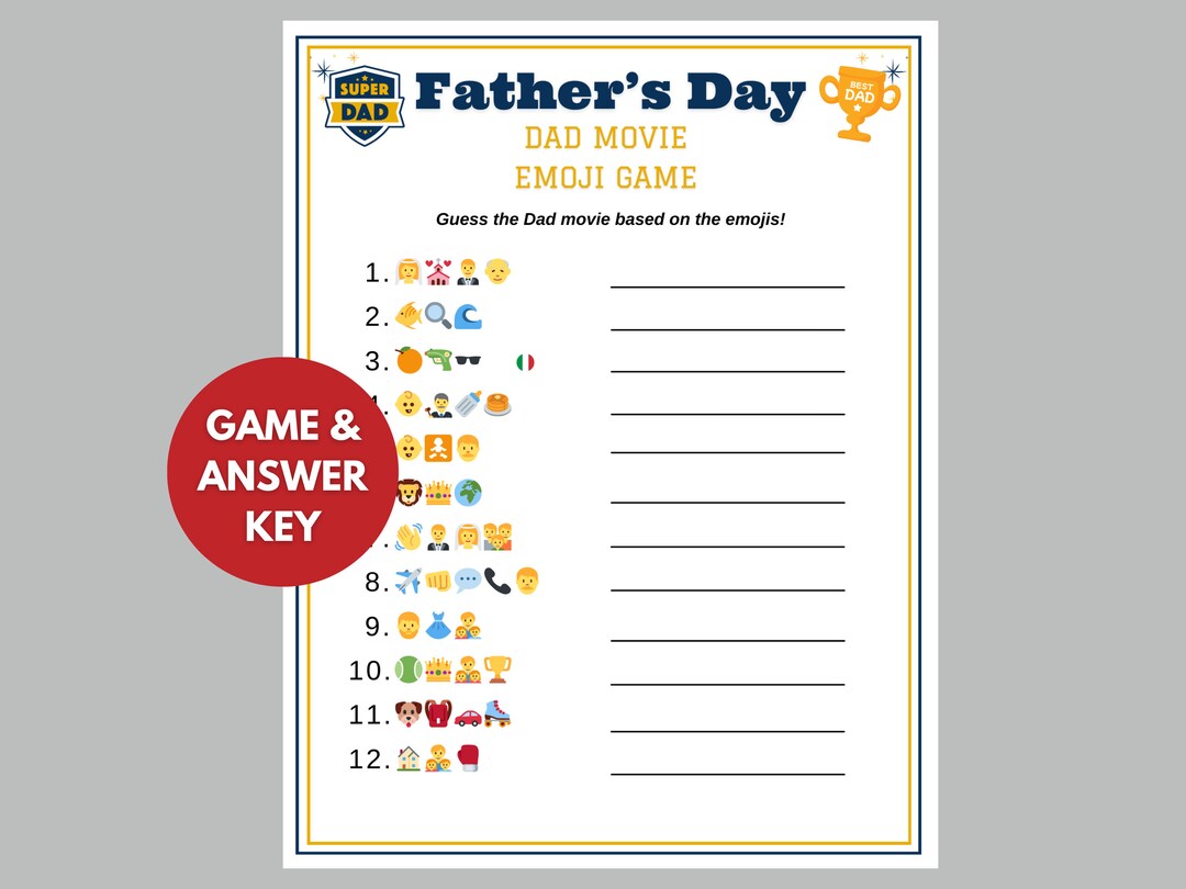Father's Day Emoji Game, Father's Day Activity for Kids, Family, Dad ...