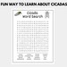 Cicada Word Search, Kids Summer Activity, Cicada Quiz, Homeschool ...
