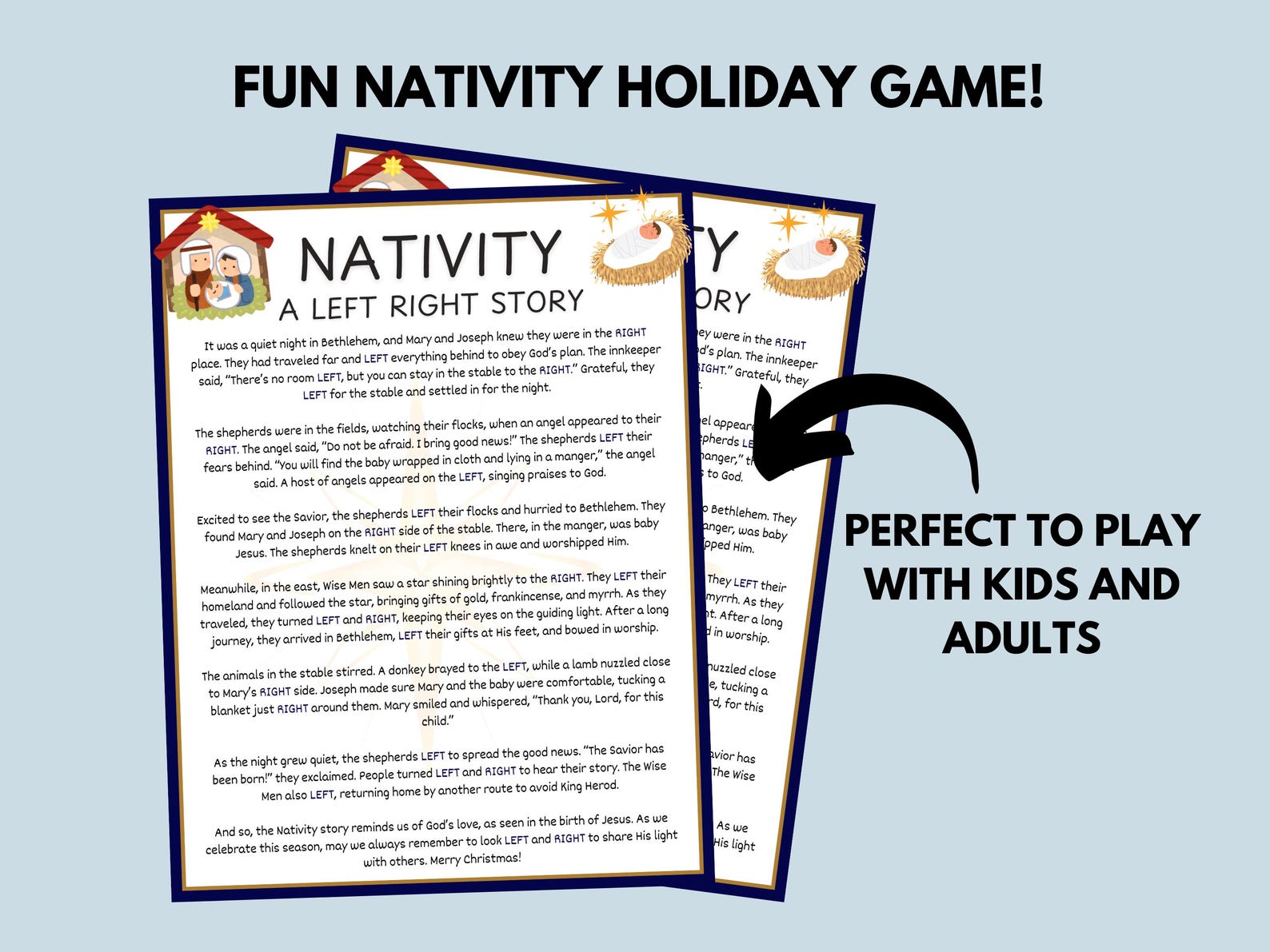 Nativity Story Left Right Game, Left Right Game Nativity, Christmas ...