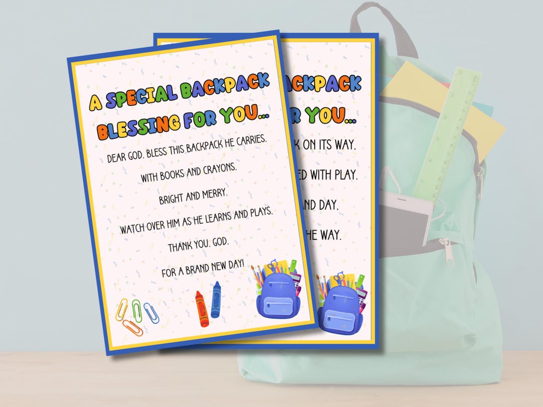 Backpack Blessing Kit, Printable Backpack Prayers Tag, Backpack ...