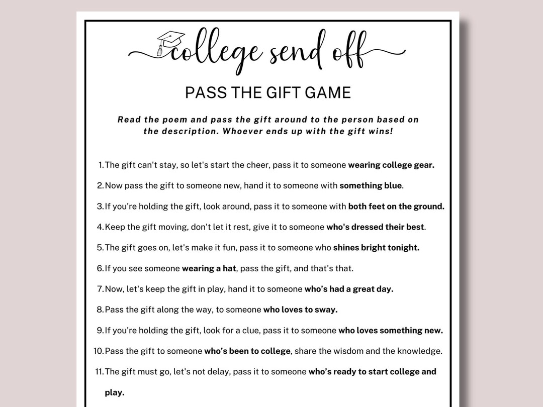 College Trunk Party Pass the Gift Game, College Trunk Party Games ...