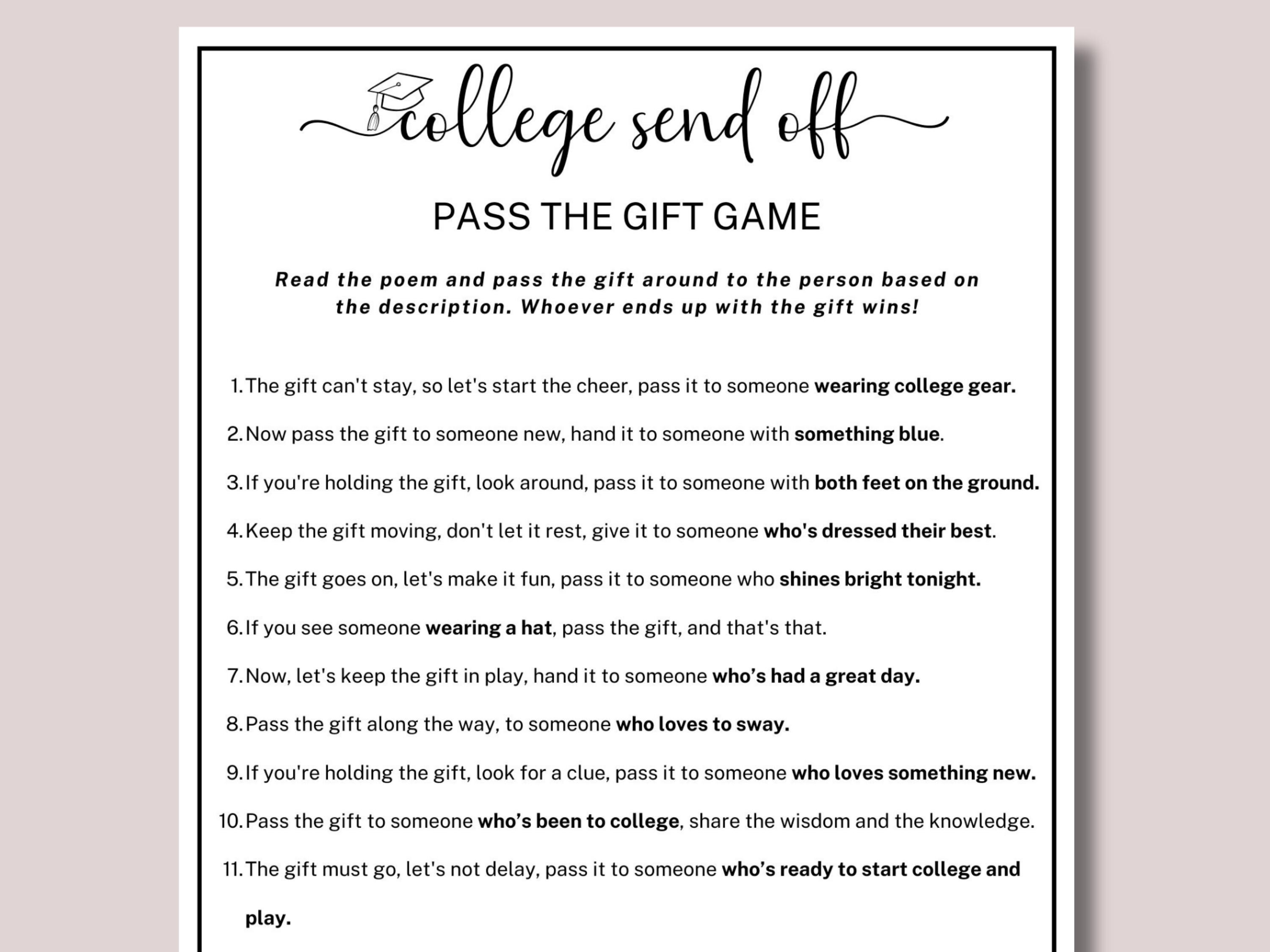 College Trunk Party Pass the Gift Game, College Trunk Party Games ...