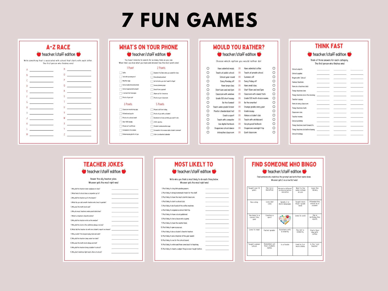 Teacher Staff Games, Games for Teacher Staff Meetings, Teacher Back to ...