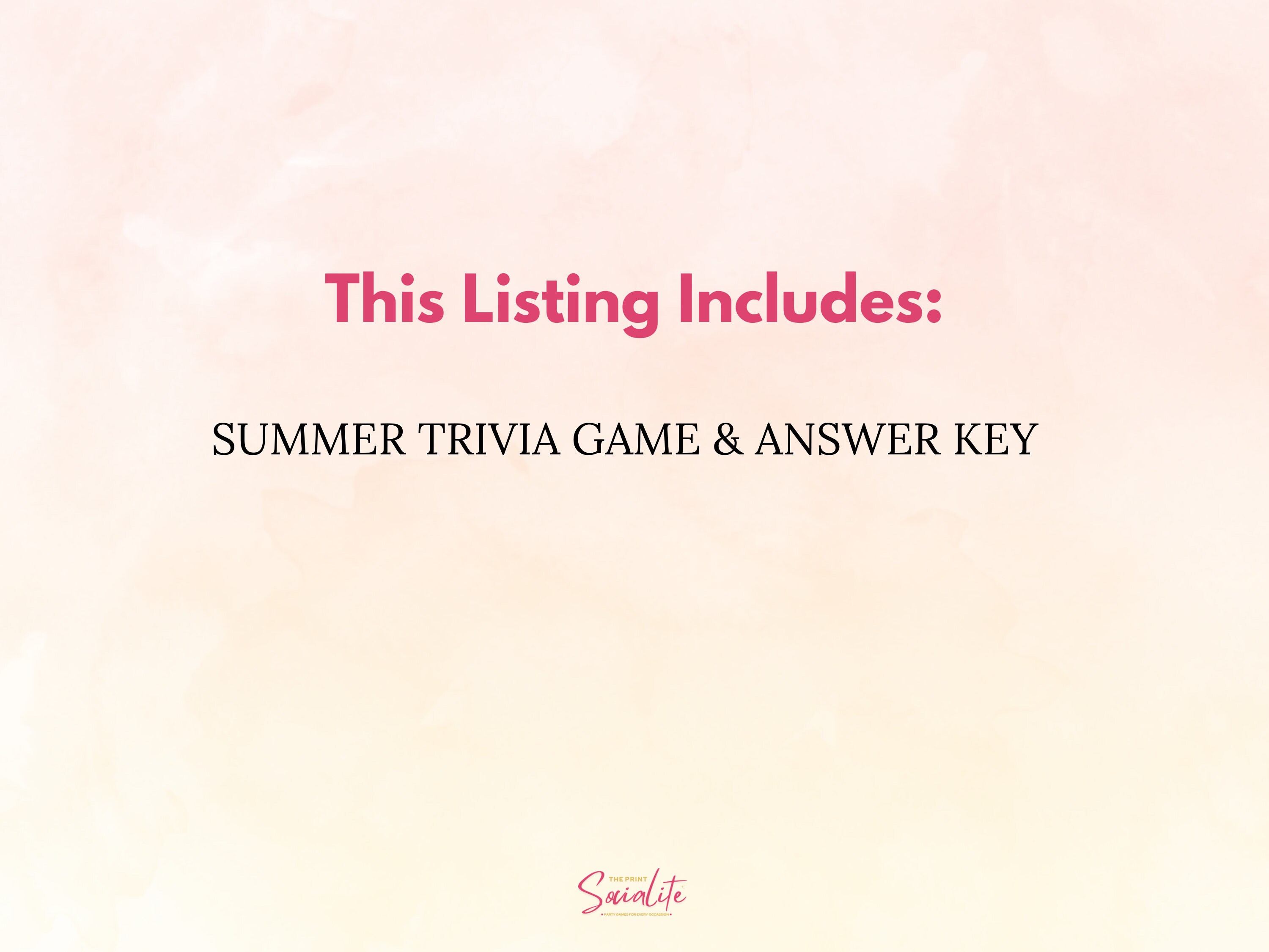Summer Trivia, Summer Trivia Quiz, Printable Summer Games, Summer Party ...