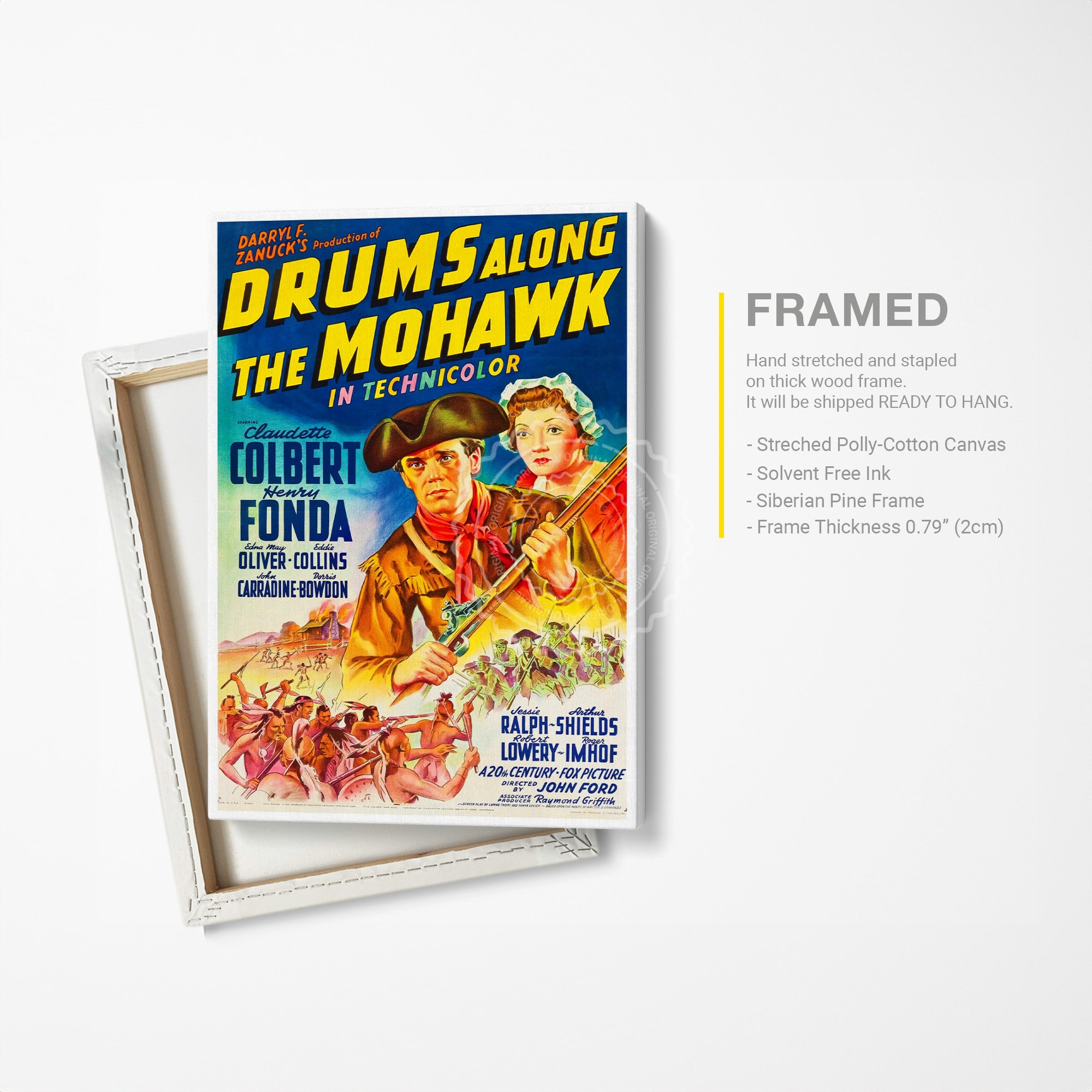 Drums Along the Mohawk Movie Poster Canvas, Retro Vintage Movie Poster ...
