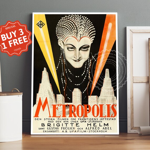 Metropolis Wallpaper Poster Vintage Retro Bespoke Wallpaper