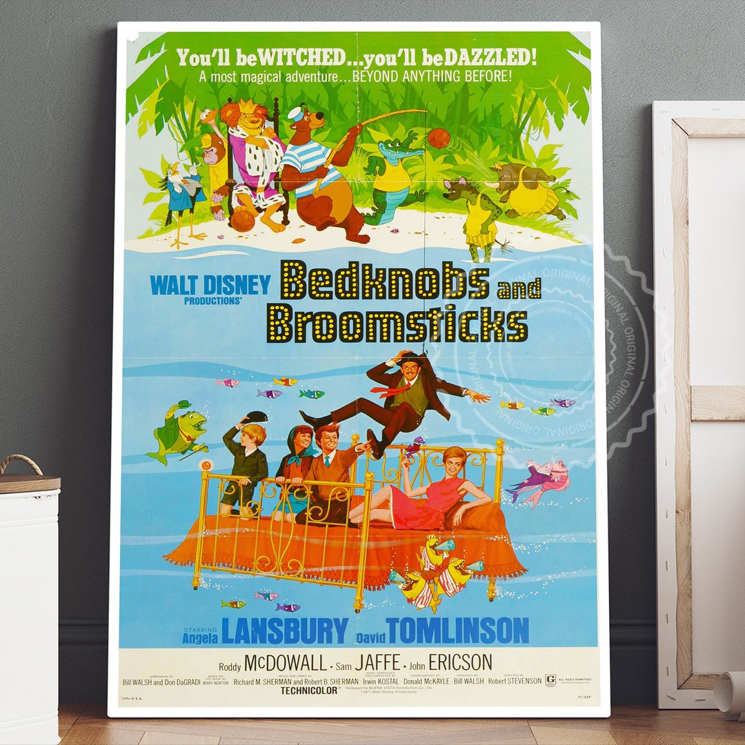 Bedknobs and Broomsticks Movie Poster Canvas, Retro Vintage Movie Poster, Canvas Wall Art, Movie ...