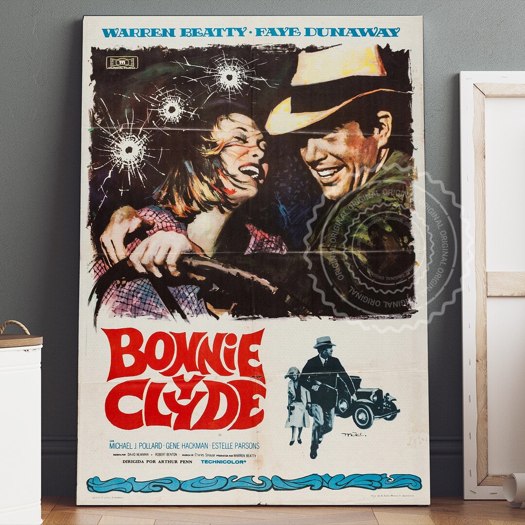 Bonnie and Clyde Movie Poster Canvas, Retro Vintage Movie Poster ...