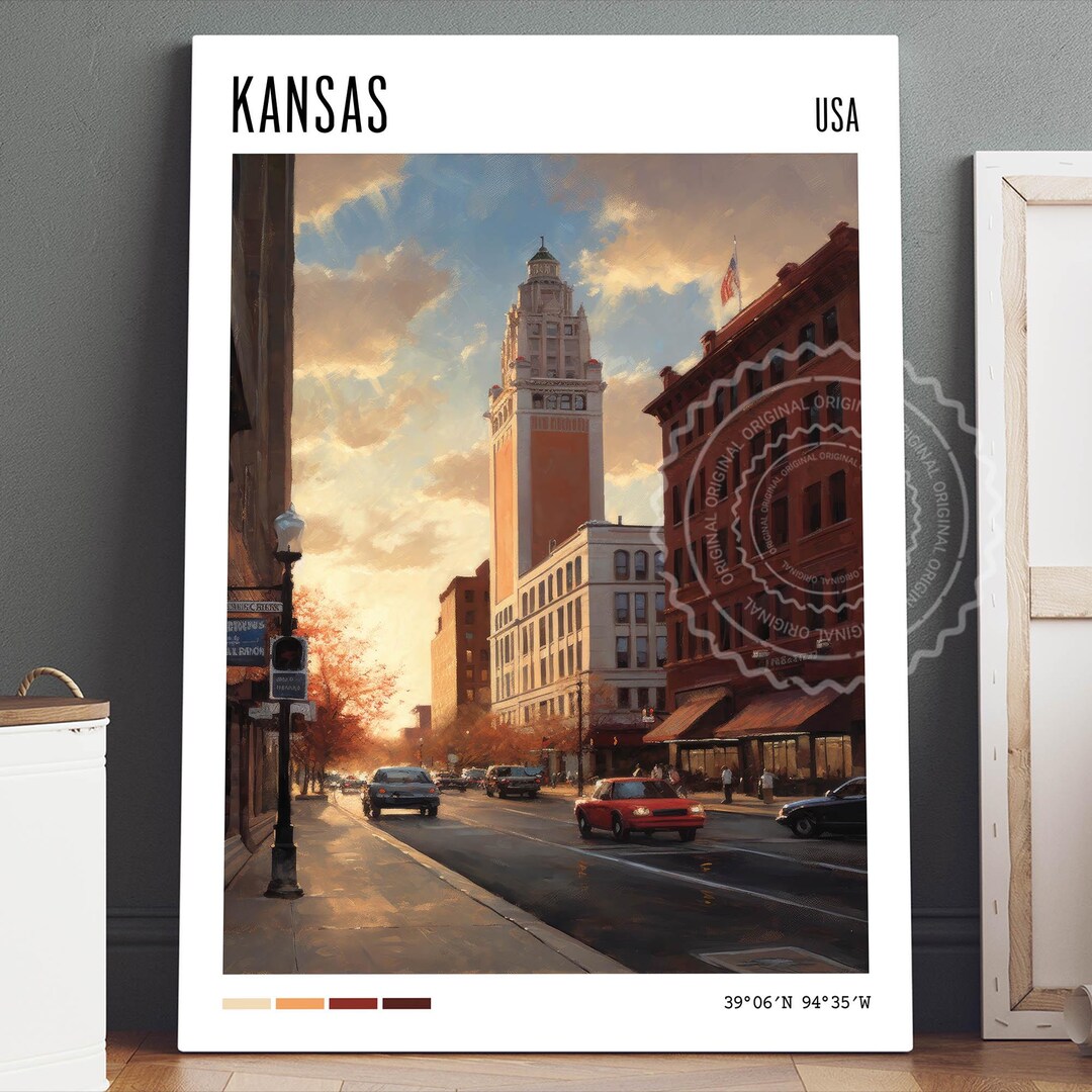 Kansas Poster Canvas Wall Art, City Poster, City Print, Travel Poster ...