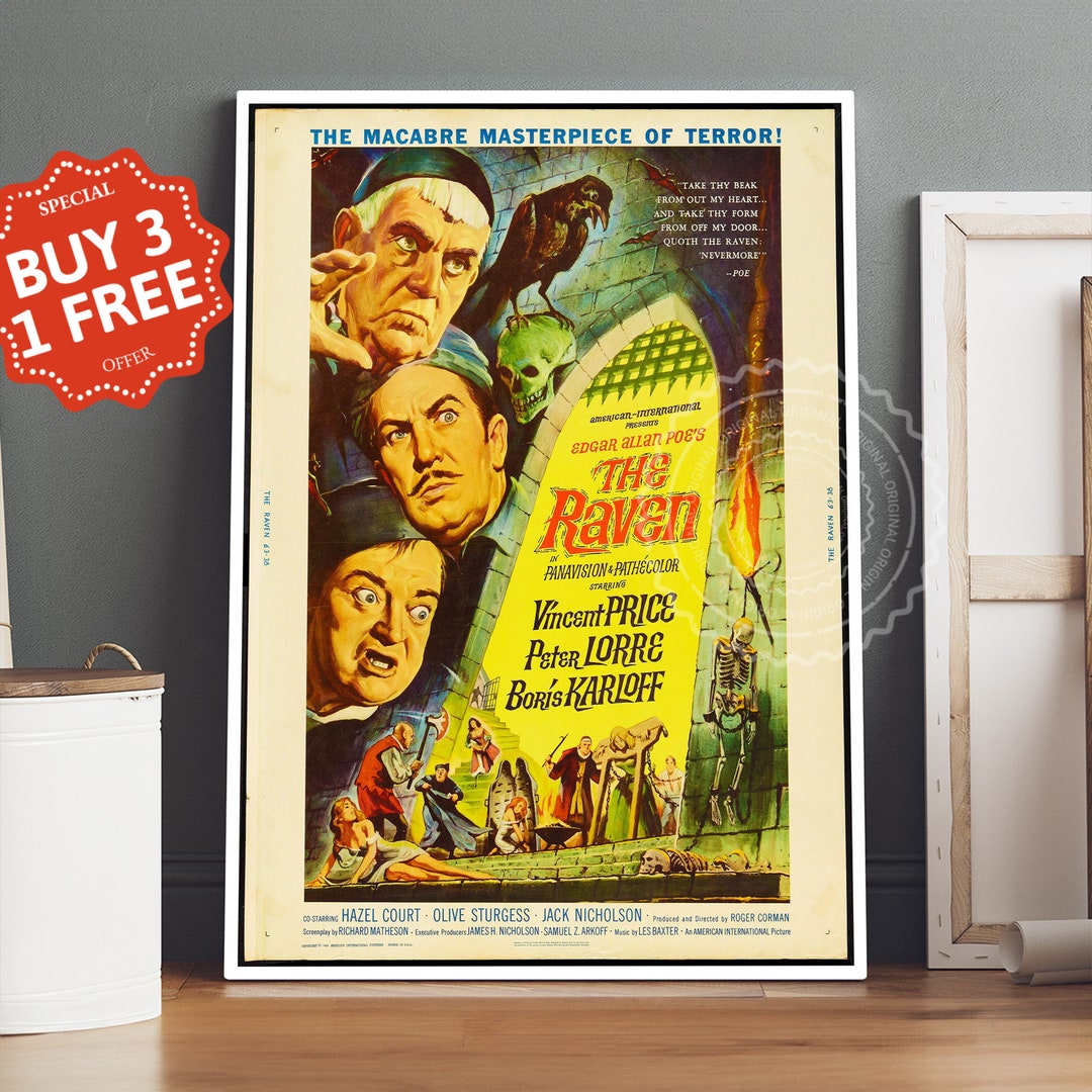 The Raven Movie Poster Canvas, Retro Vintage Movie Poster, Canvas Wall ...
