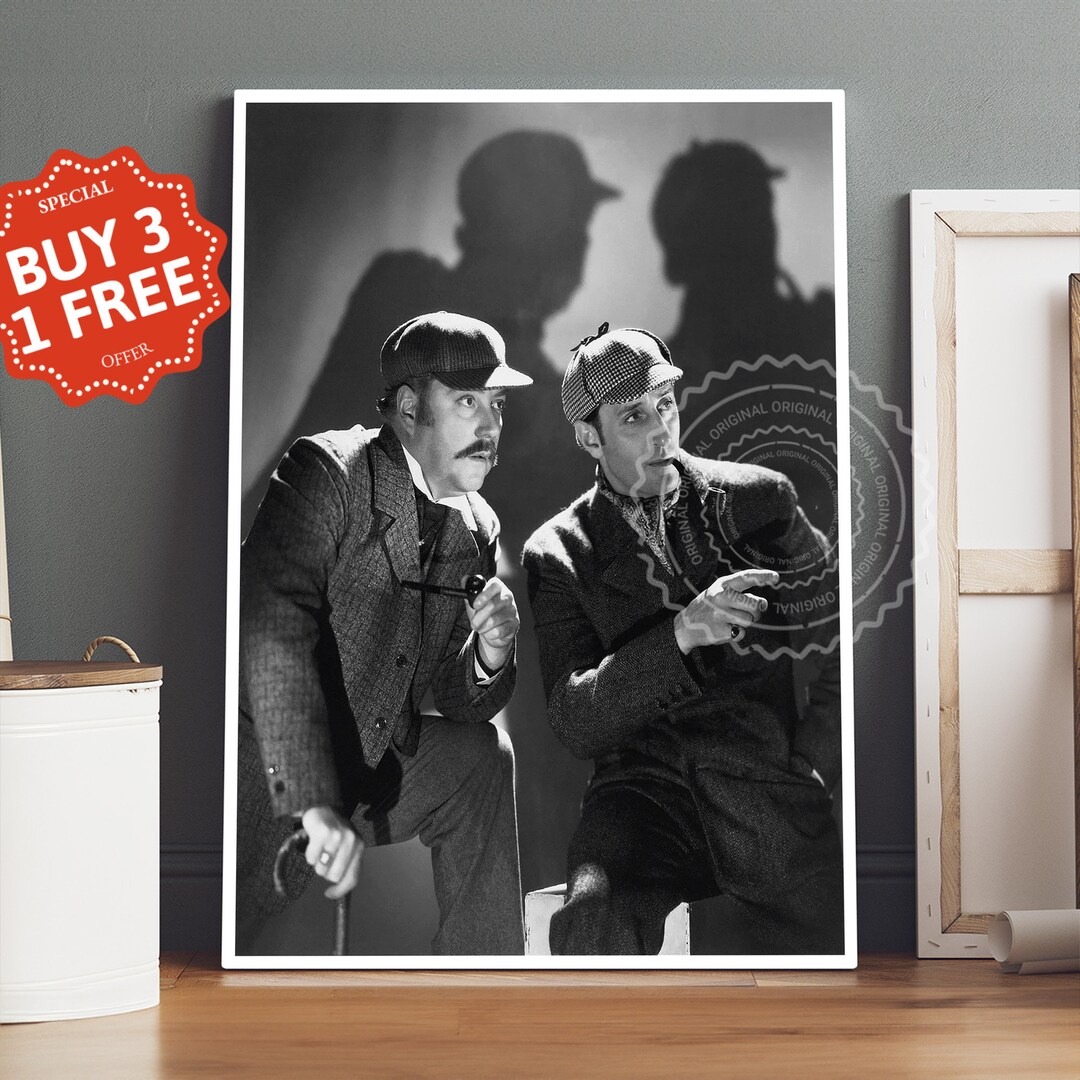 Sherlock Holmes and Dr. Watson Movie Poster Canvas, Retro Vintage Movie ...