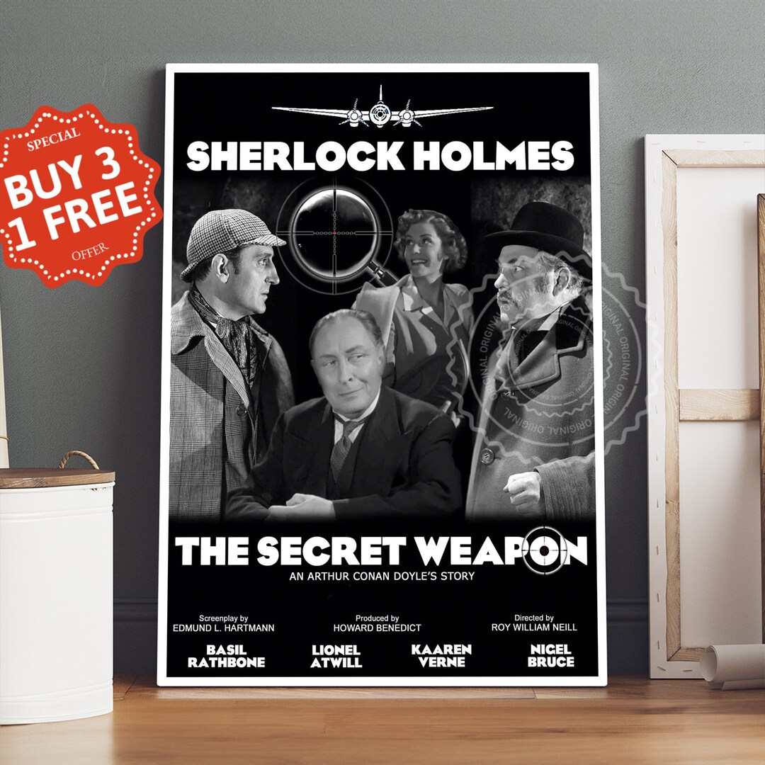 Sherlock Holmes the Secret Weapon Movie Poster Canvas, Retro Vintage ...