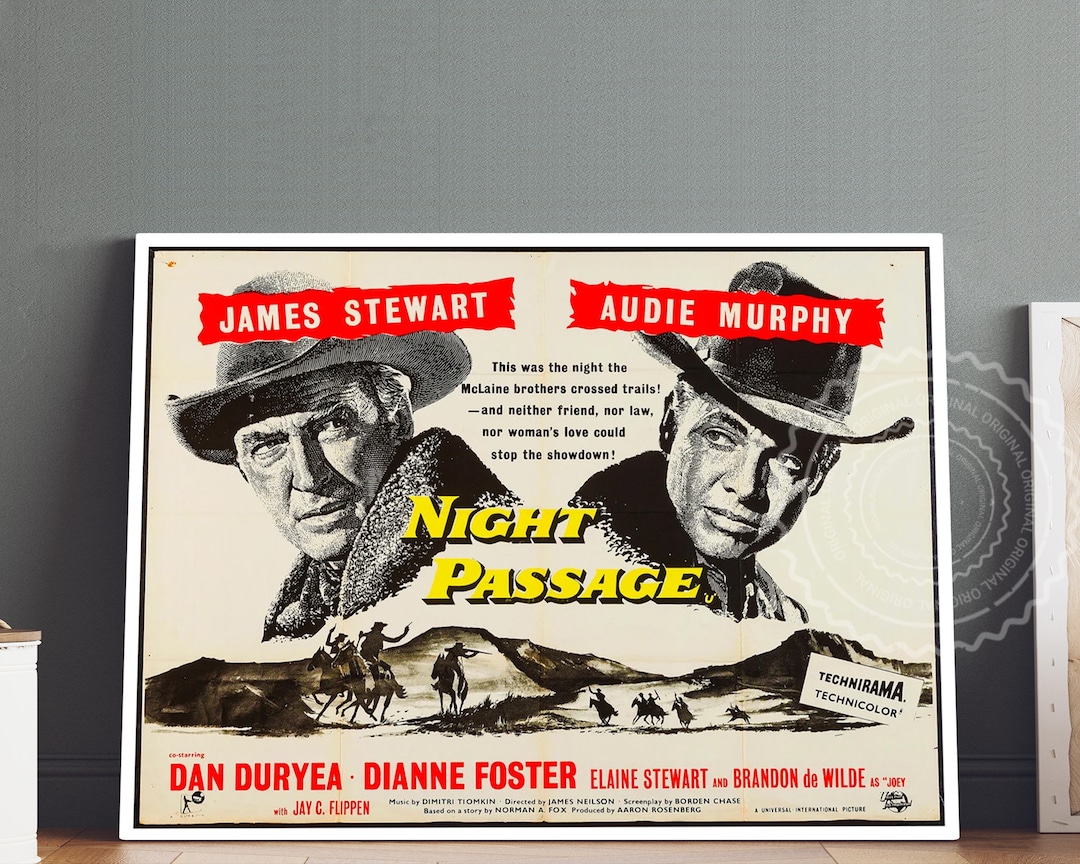 Night Passage Movie Poster Canvas, Retro Vintage Movie Poster, Canvas ...