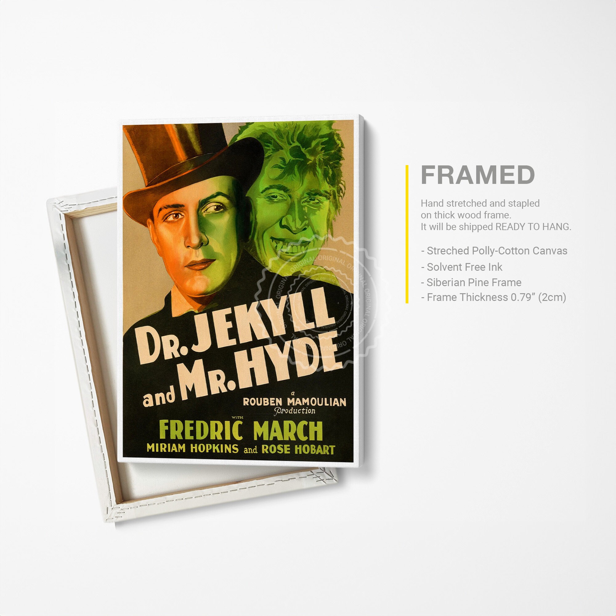 Dr. Jekyll and Mr. Hyde Movie Poster Canvas, Retro Vintage Movie Poster ...
