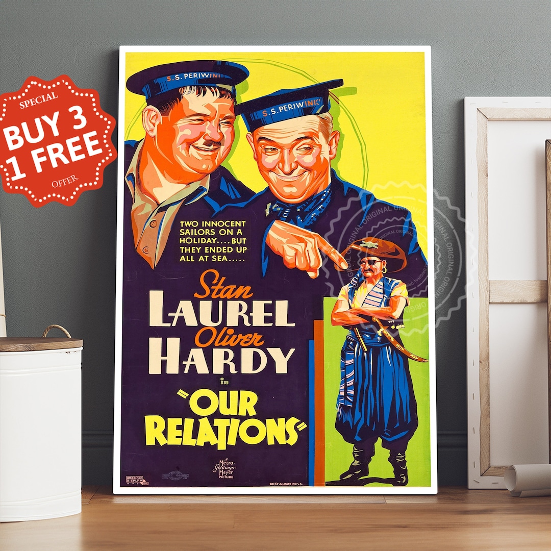 Our Relations Laurel & Hardy Movie Poster Canvas, Retro Vintage Movie ...
