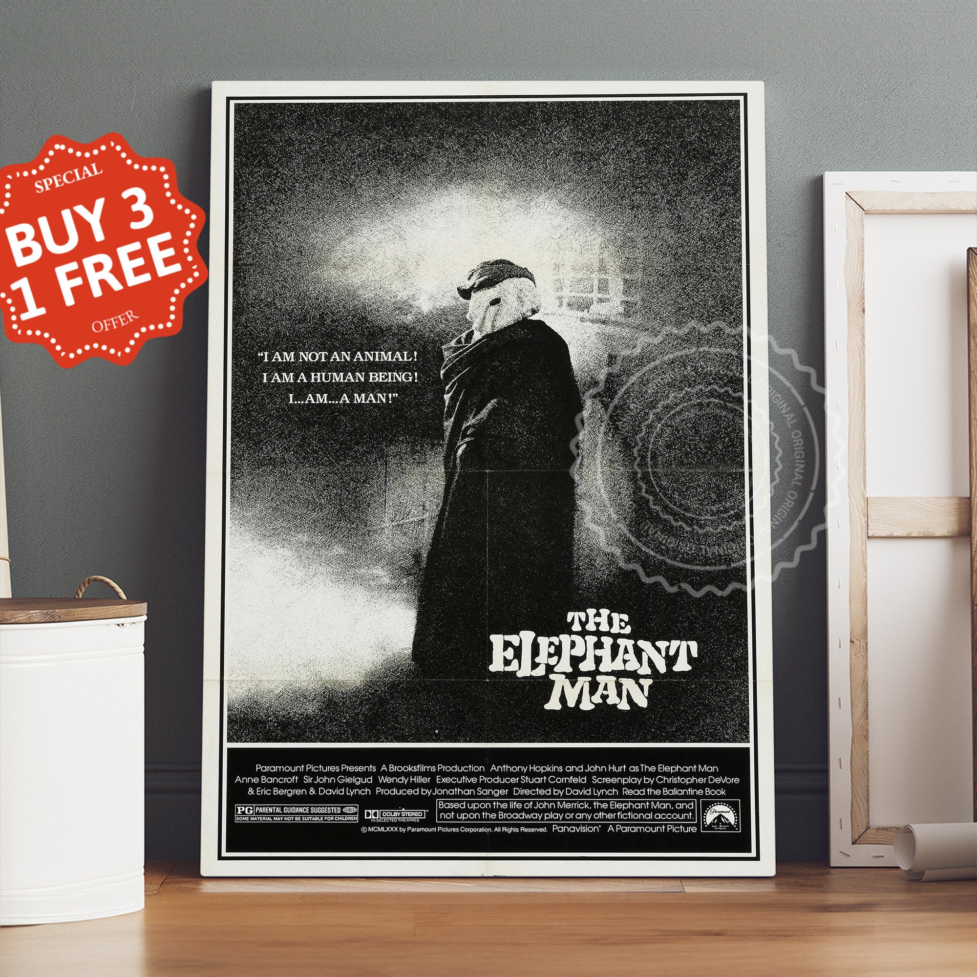 The Elephant Man Movie Poster Canvas, Retro Vintage Movie Poster ...