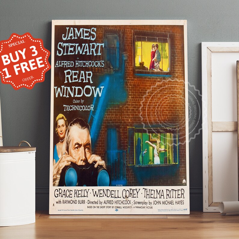 Rear Window Movie Poster Canvas, Retro Vintage Movie Poster, Canvas ...