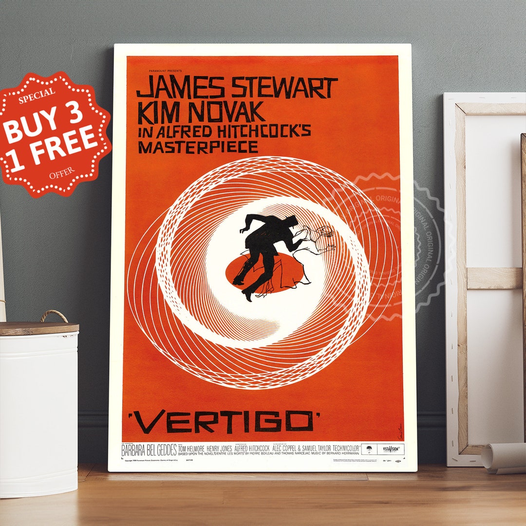 Vertigo Movie Poster Canvas, Retro Vintage Movie Poster, Canvas Wall ...