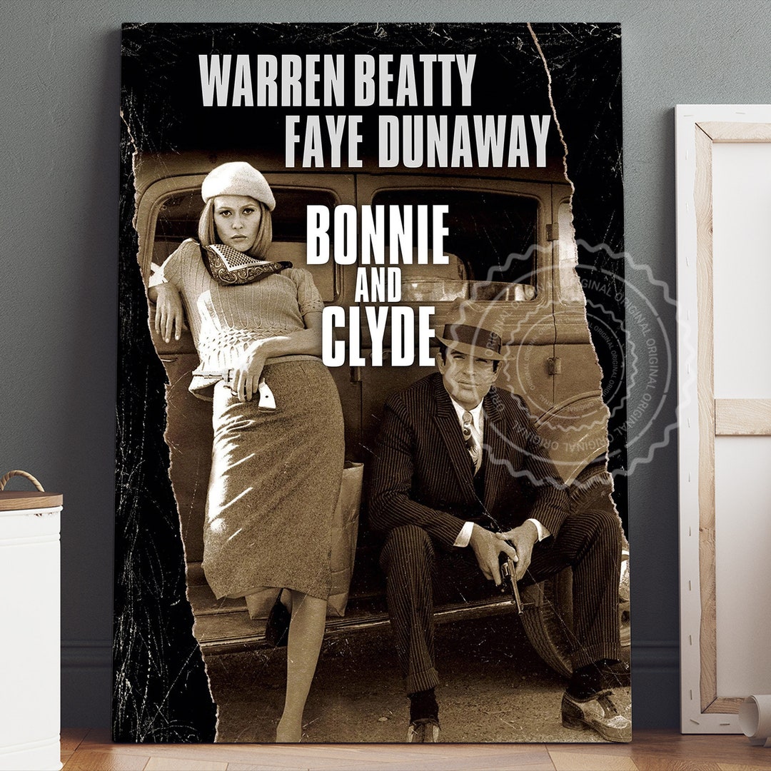 Bonnie and Clyde Movie Poster Canvas, Retro Vintage Movie Poster ...