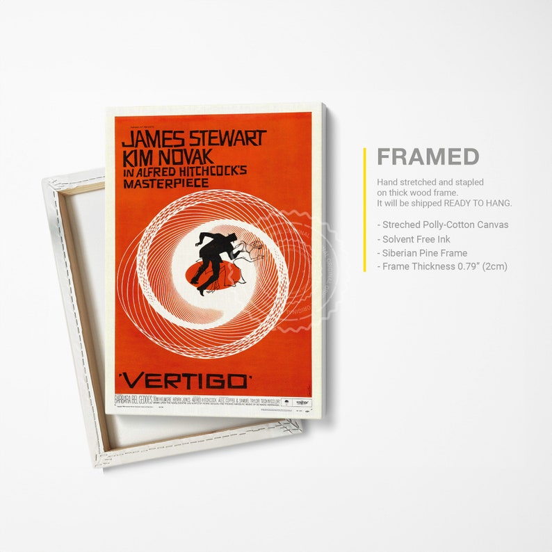 Vertigo Movie Poster Canvas, Retro Vintage Movie Poster, Canvas Wall ...