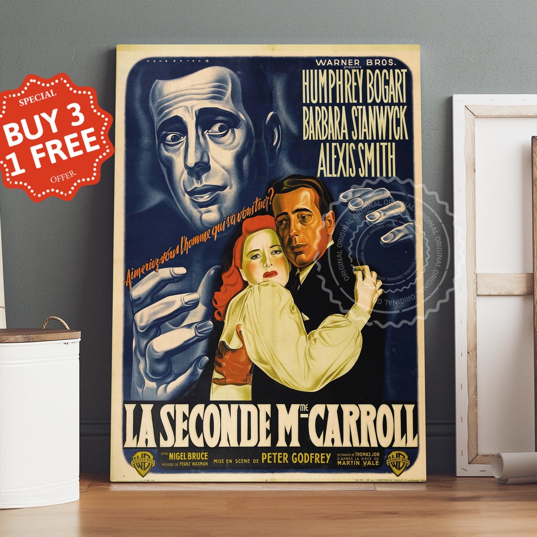 The Second Mrs Carroll Movie Poster Canvas, Retro Vintage Movie Poster ...