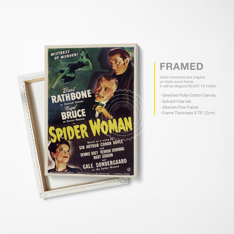 Sherlock Holmes Spider Woman Movie Poster Canvas, Retro Vintage Movie ...