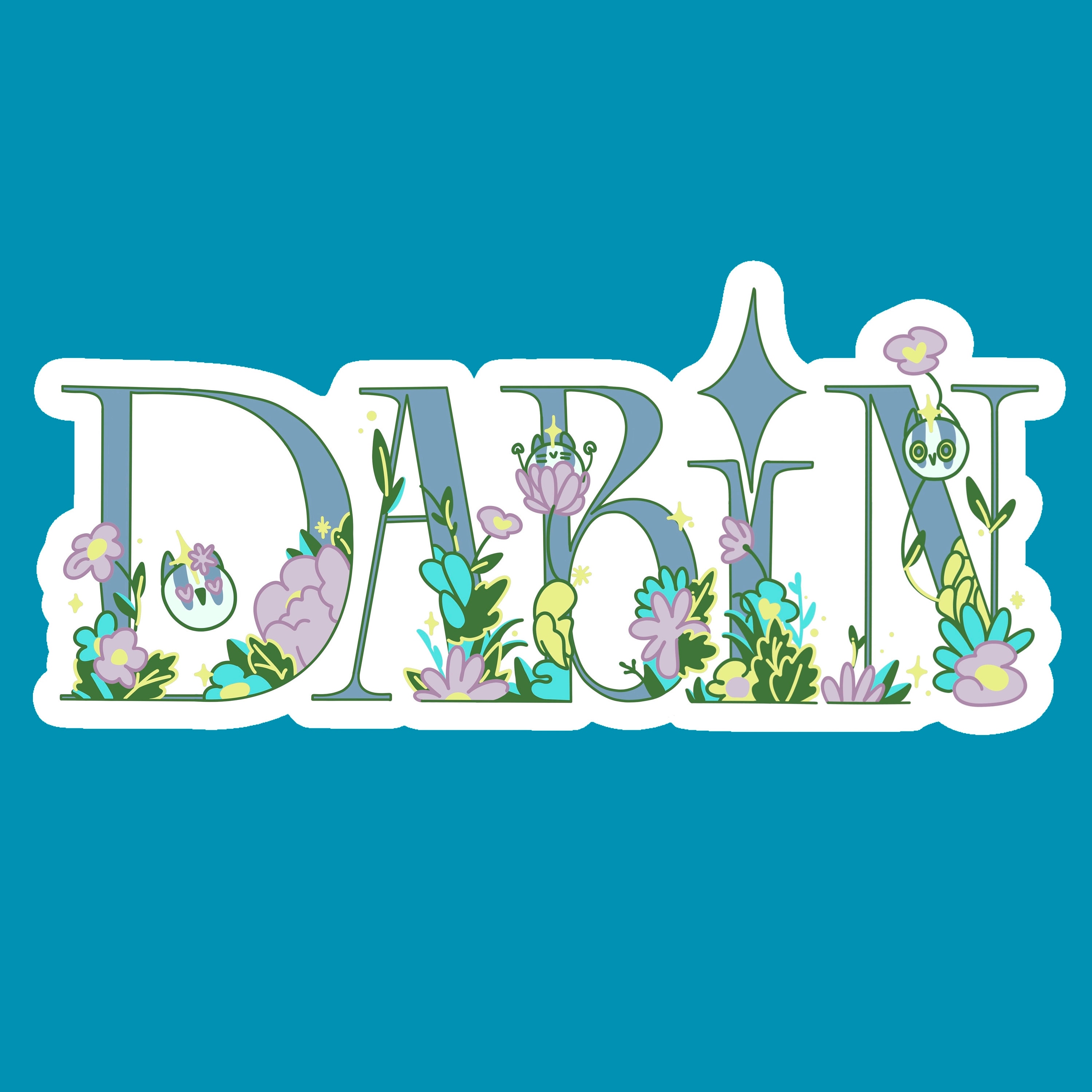 Dabin Flower Name Logo Sticker - Etsy