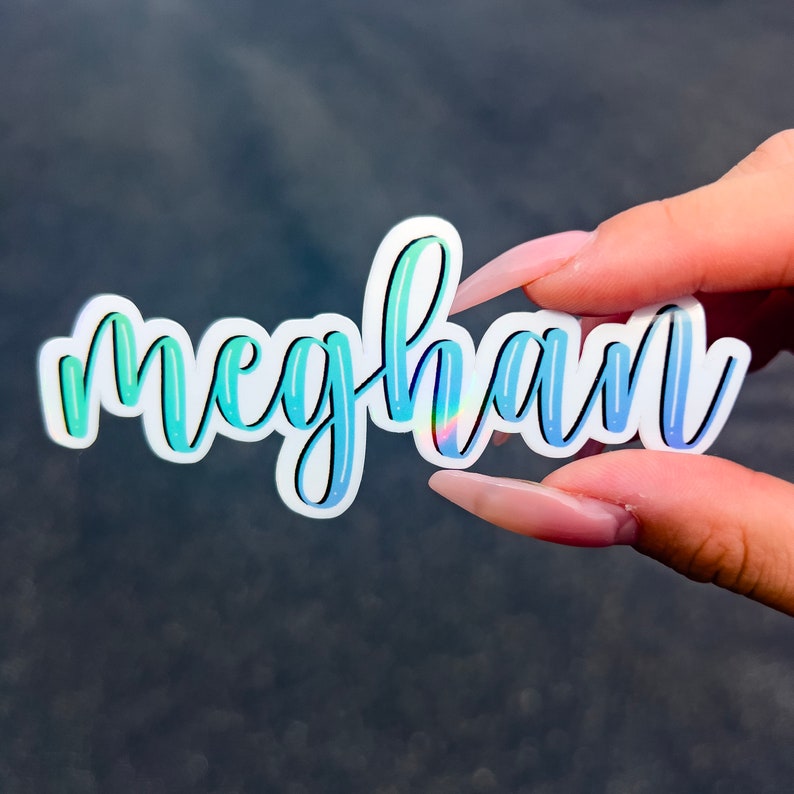 Custom Holographic Name Sticker - Etsy