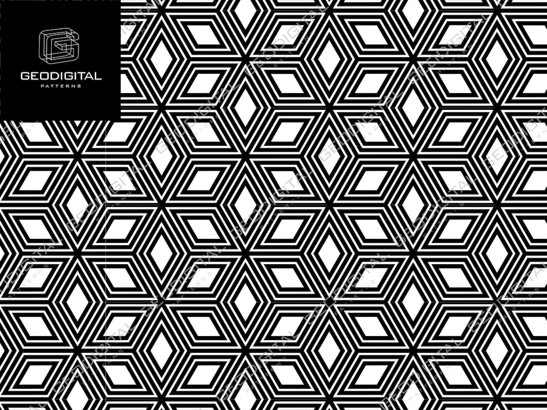 Geometric Patterns 3D Diamond Cube Pattern Digital Papers Instant ...
