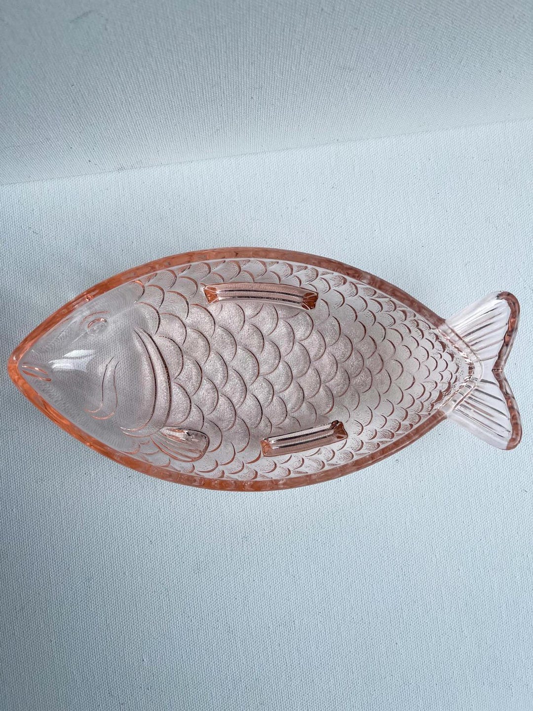Vintage Pink Ankerglas Pressed Glass Fish Dish - Etsy