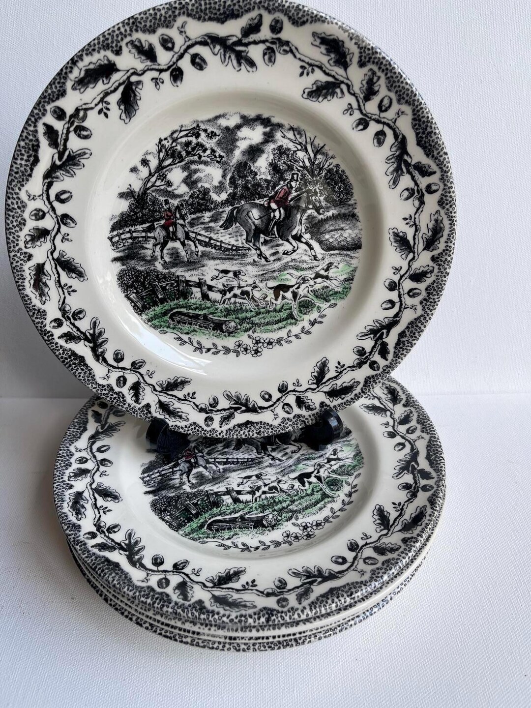 English Ironstone Black Transfer Small Side Plates Hunting Scene - Etsy