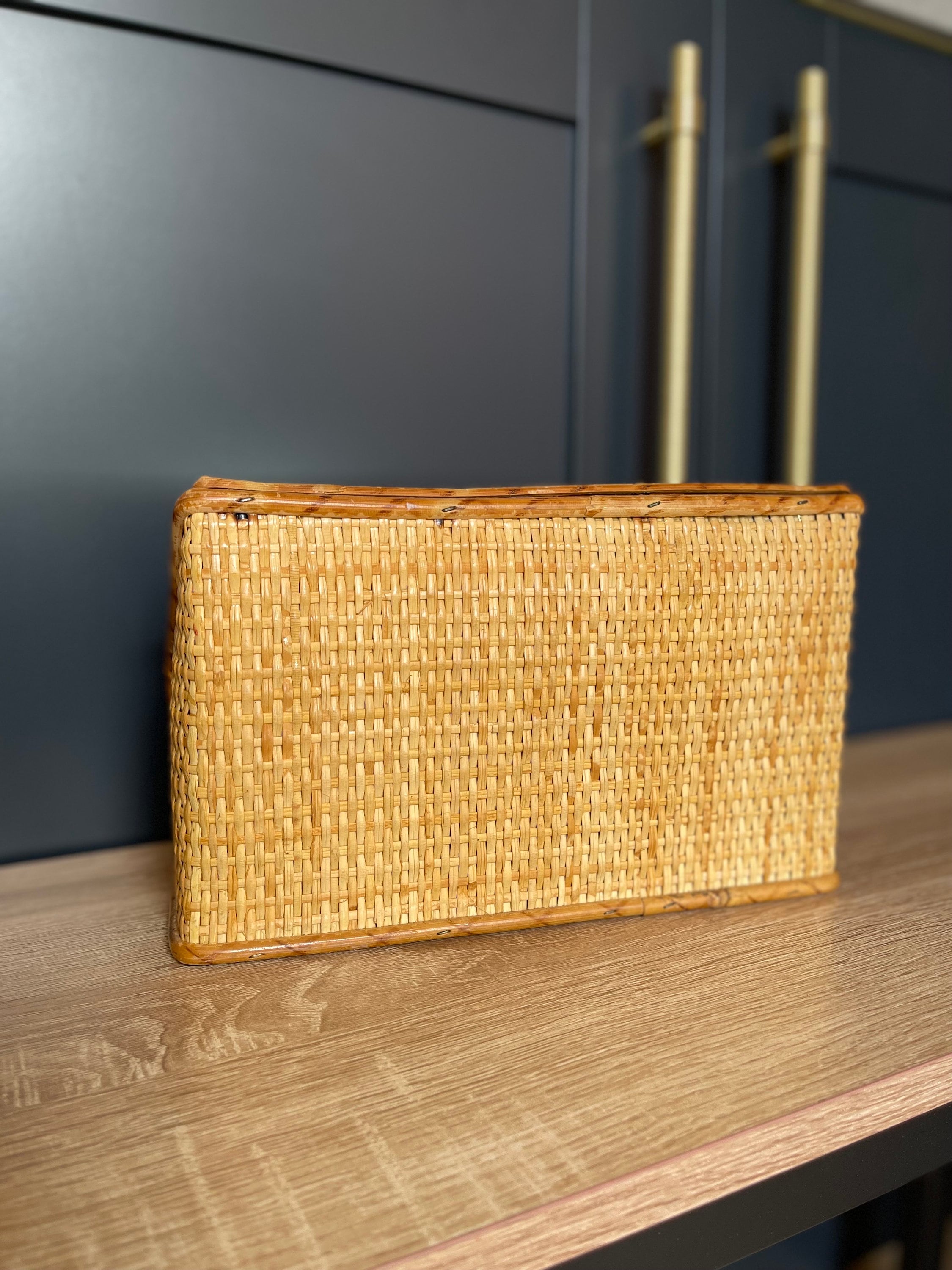 Vintage Wicker Rattan & Bamboo Letter Rack Desk Tidy Office Organiser ...
