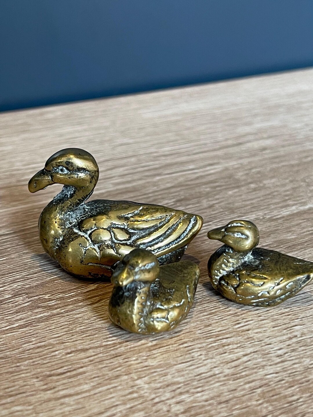 Set of 3 Figurines Vintage Solid Brass Ducks Display Vintage Home Decor ...