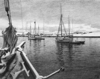 Departure From Green Harbour, Svalbard by Fridtjof Nansen, 1912. Unique ...