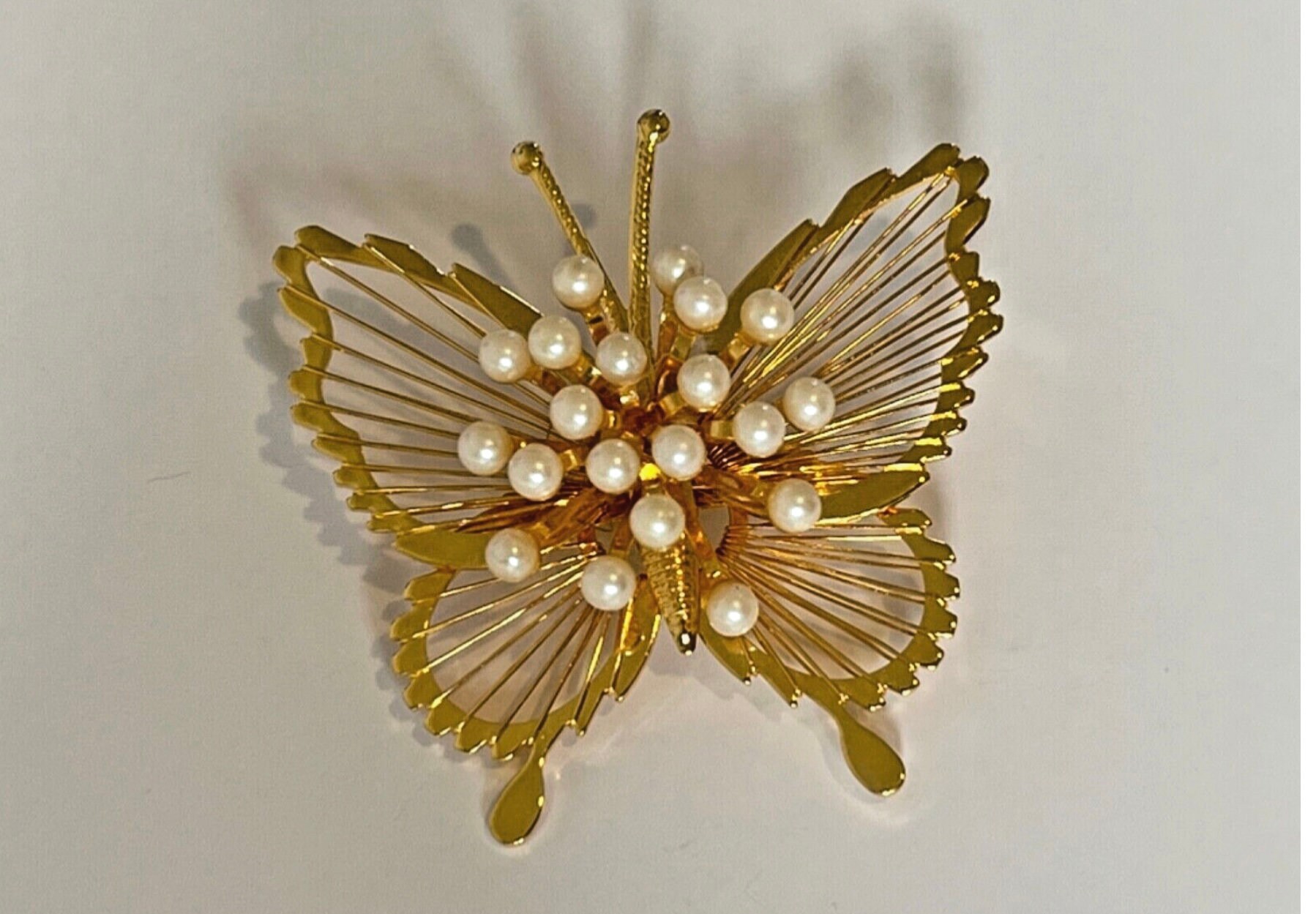 Vintage Monet Gilded Pearl Butterfly Brooch Pin Signed Monet - Etsy