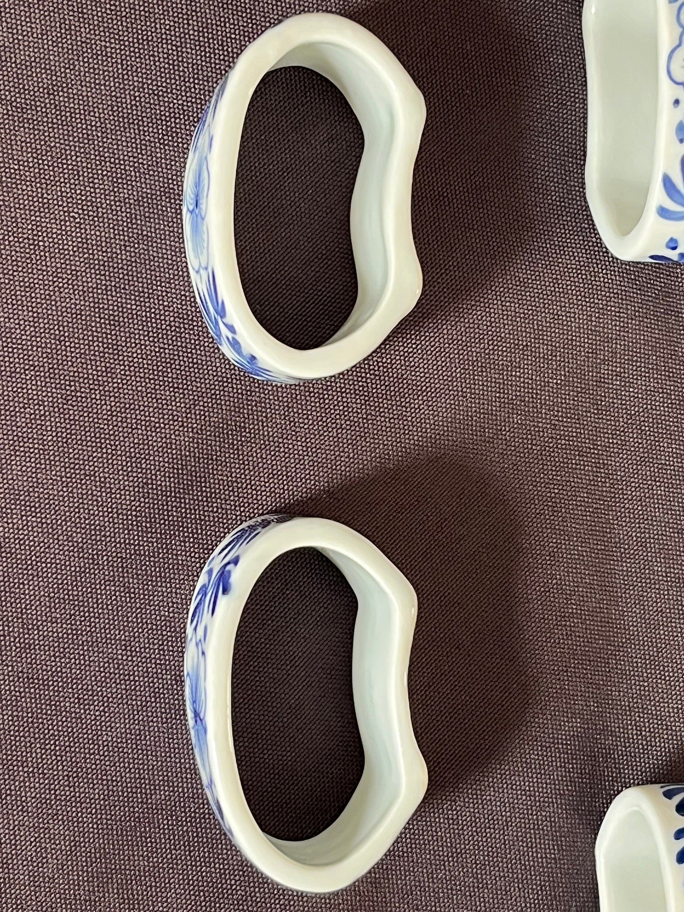 1990s Blue and White Napkin Rings Hand Painted Floral Design - Etsy
