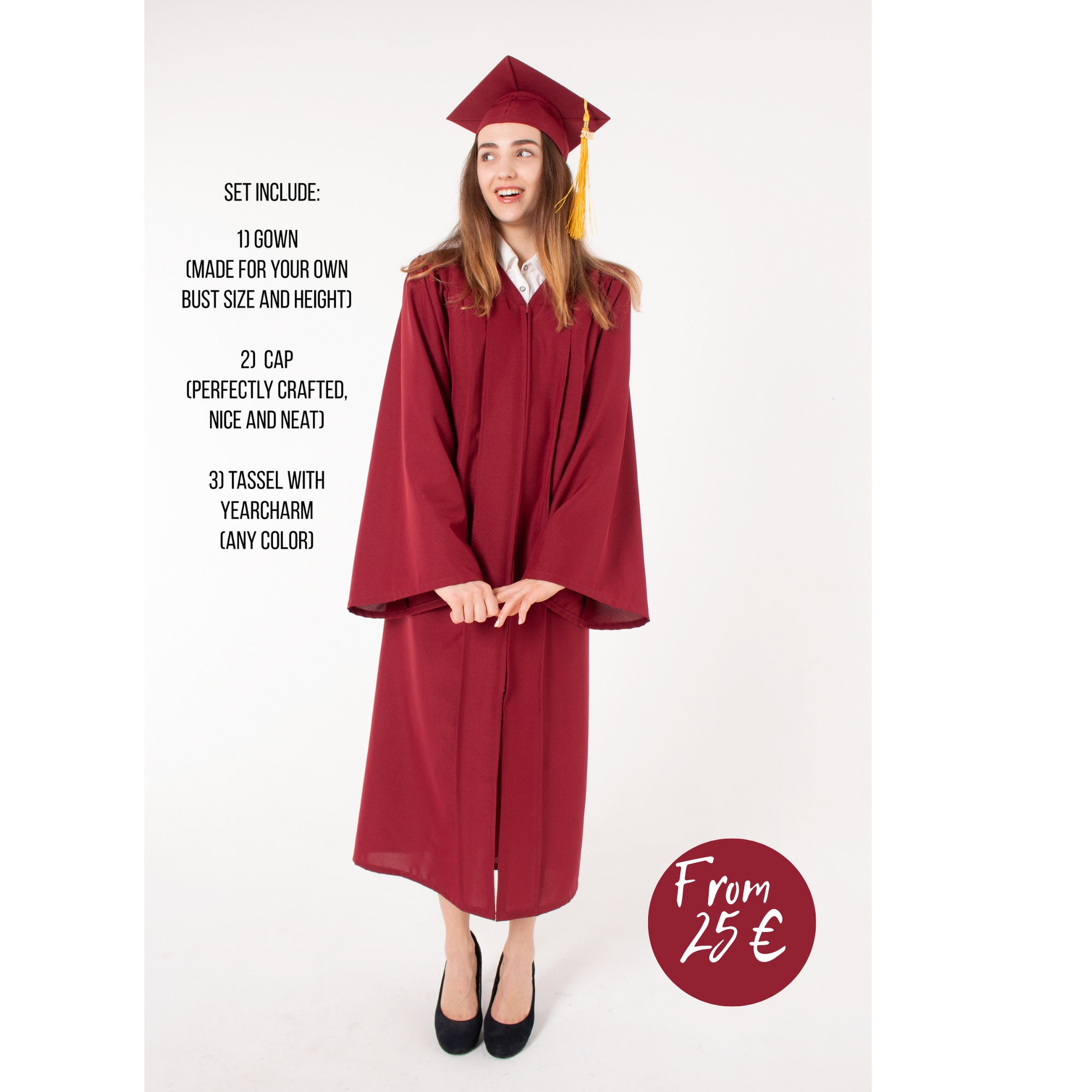 Matte Graduation Gown Set Graduation Gown Academic Dress Matte ...