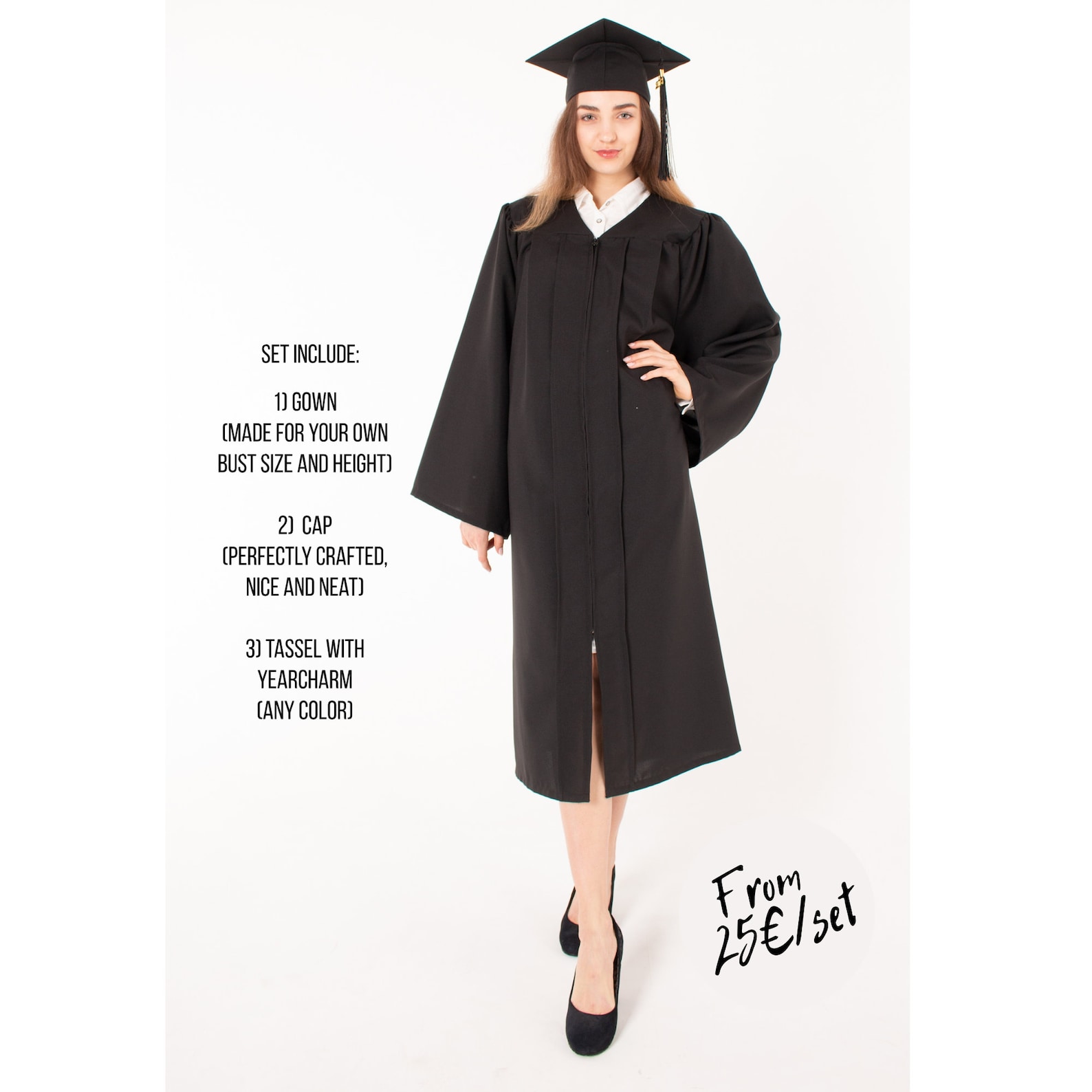 Matte Graduation Gown Set - Graduation Gown - Academic Dress - Matte ...