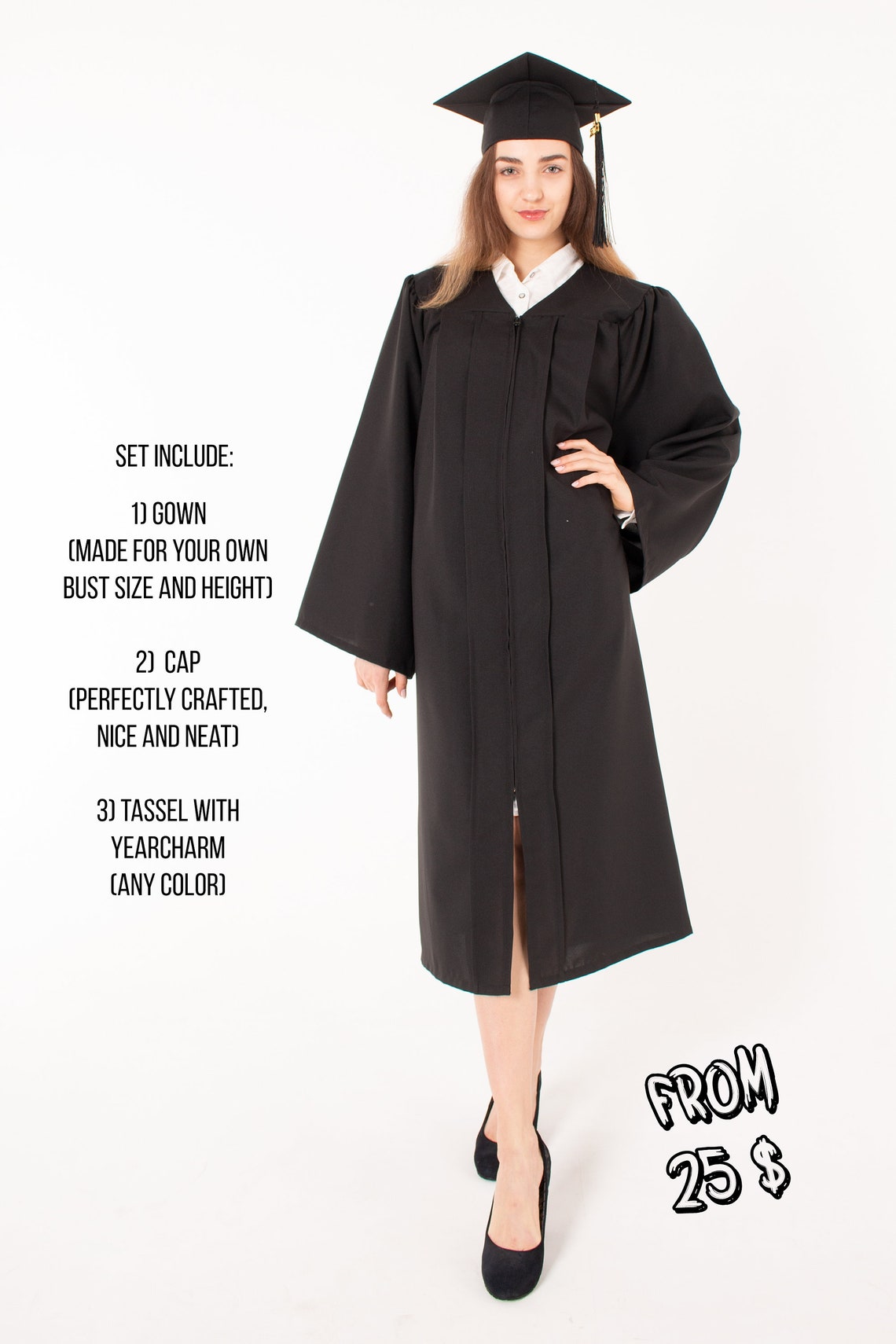 Matte Graduation Gown Set Graduation Gown Academic Dress - Etsy