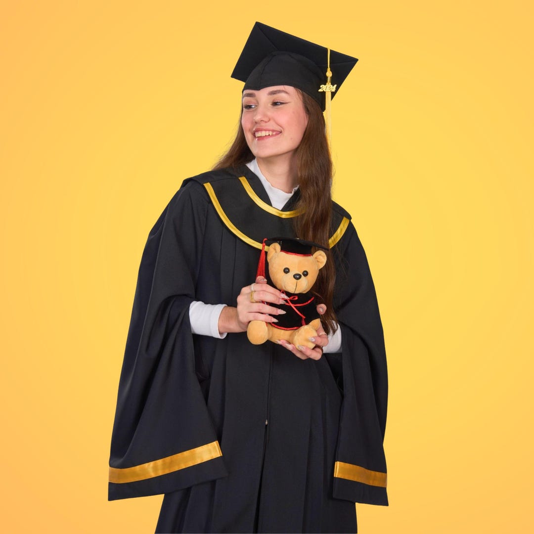 Master Gown - Academic Gown With Gold Stripes- Graduation Gown - Academic Dress - Black ...